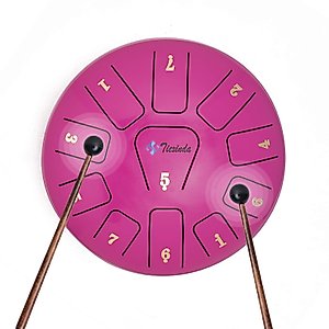 Steel Tongue Drum, 11 Notes-8 Inch Tambourine Percussion Instrument, Drum with Mallets, Mallet Stand, Tonic Stickers, Travel Bag Fingertip Sheet Music, Suitable for Personal Meditation, Yoga, Zen