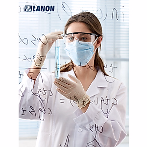 LANON 5 mil Latex Disposable Gloves, Food-Contact Grade, Powder-Free, Fully Textured, White, Large