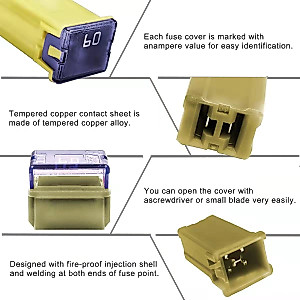 6 Pieces Tall Standard Fuses 60 amp JCase Box Shaped Fuse Compatible for Ford Chevy GM Nissan Toyota Pickup Trucks Cars SUV
