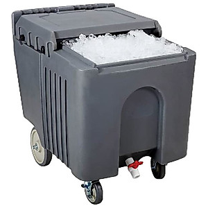 Winco Insulated Portable Commercial Ice Caddy with Lid, 125 Pound Capacity