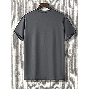 SHENHE Men's Casual Graphic Letter Print Short Sleeve Crewneck Tee Shirt Tops Grey M