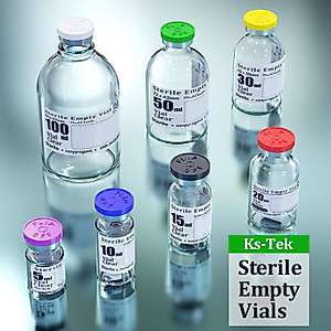 Ks-Tek Sterile Empty Vials with Self Healing Injection Port,with Flip Off Aluminum Cap,Sterile Package (10ml,10)