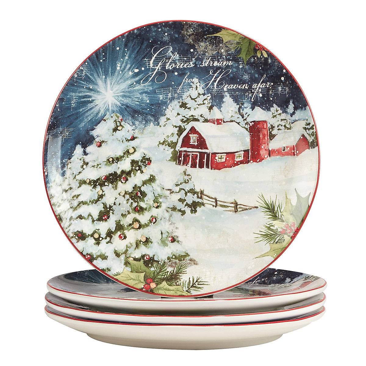 Certified International Silent Night 11" Dinner Plates, Set of 4, Multicolor, Large