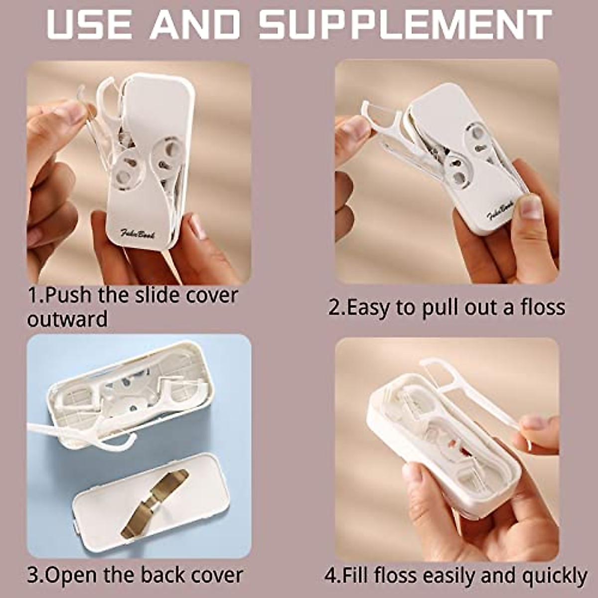 4 Pack Upgraded Dental Floss Portable Case Dental Floss Dispenser Dental Floss Picks Cases Automatic Floss Organizer Travel Floss for Women Men Teeth Cleaning