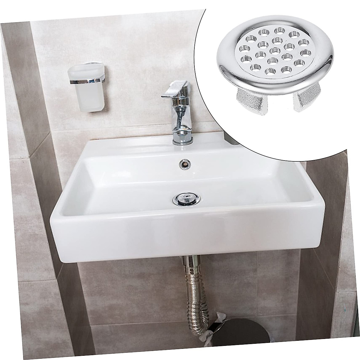 Angoily 20pcs Wash Basin Overflow Ring Kitchen Drain Cap Cover Sink Basin Trim Bathtub Drain Cover Sink Hole Cover Insert Round Hole Insert Spares Sink Trim Ring Plastic Ceramics Round Cap