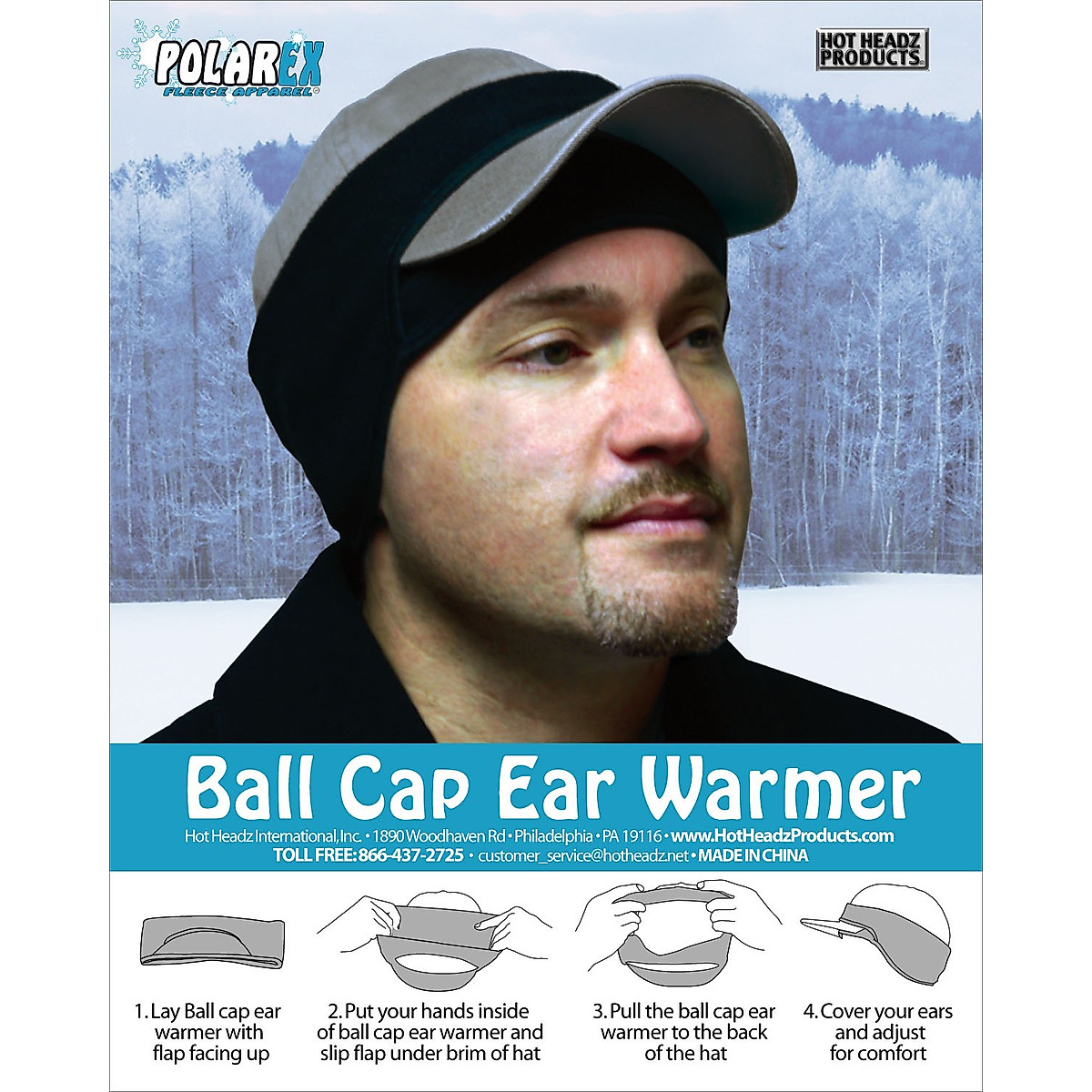 Hot Headz Polarex Ball Cap Ear Warmer, Black, One Size