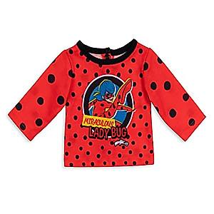 Miraculous Ladybug Little Girls 4 Piece Pajama Shirt And Pants Matching Doll Outfit 5-6 Red