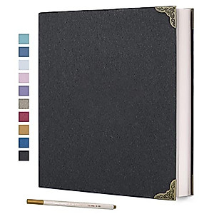 Vienrose Photo Album Self Adhesive 40 Pages Hardcover with DIY Scrapbooking Kit 3 Rings Paper Scrapbook for Lover Friends Kids Wedding Black