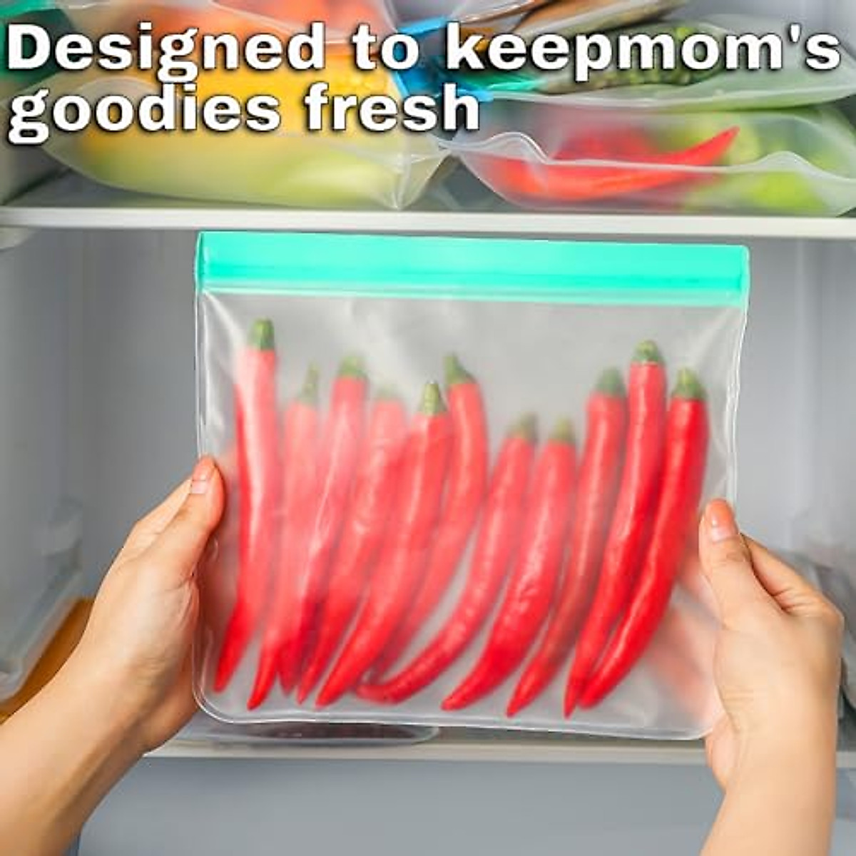 SHUCHUANG Reusable Snack Bags Dishwasher Safe,10Pack Reusable Bags Silicone Extra Thick Leak-proof Reusable Freezer Bags for Candy, Snack, Cereal, Travel Items, Home Organization(BLUE)