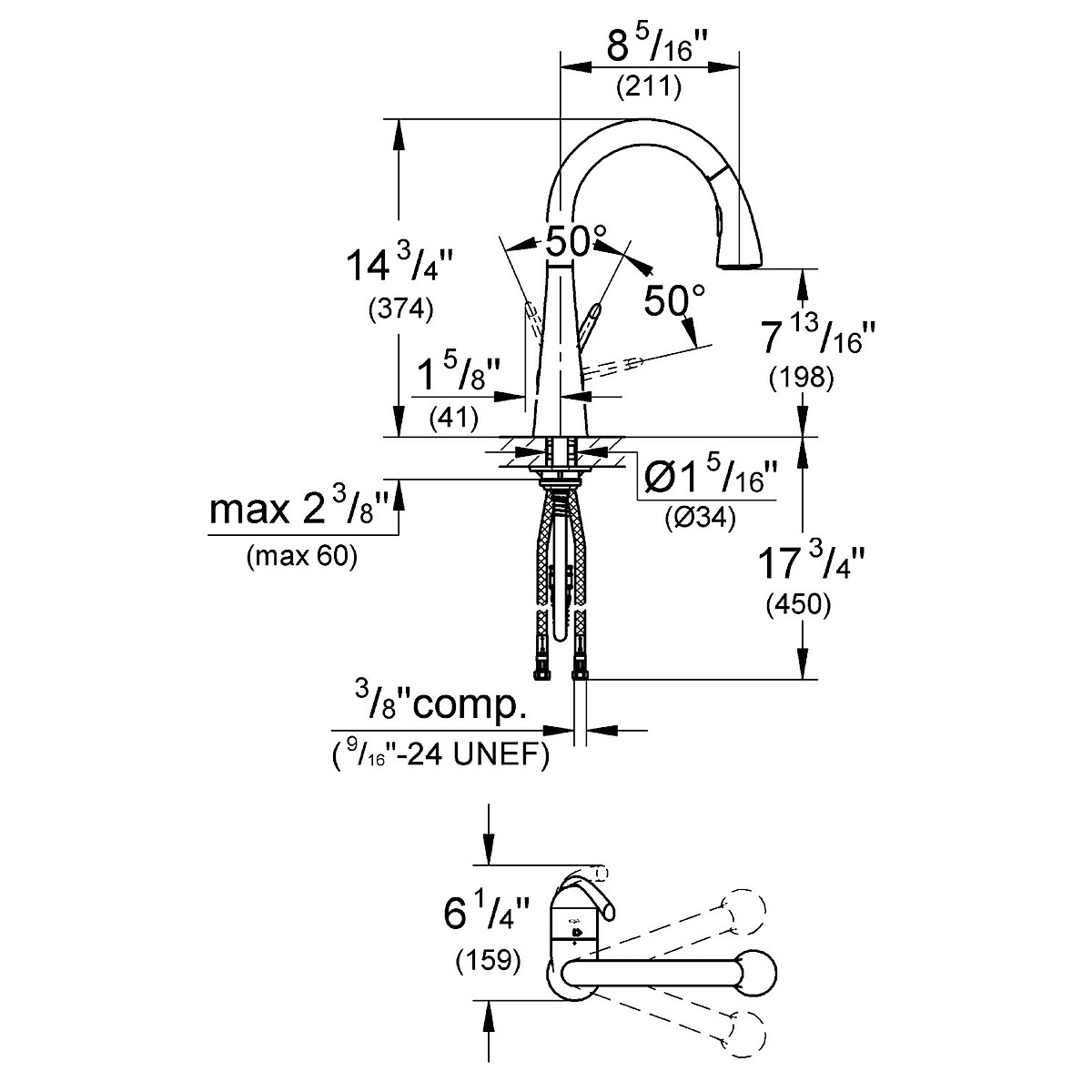 Grohe LadyLux3 Café Single-Handle Pull-Down Kitchen Faucet