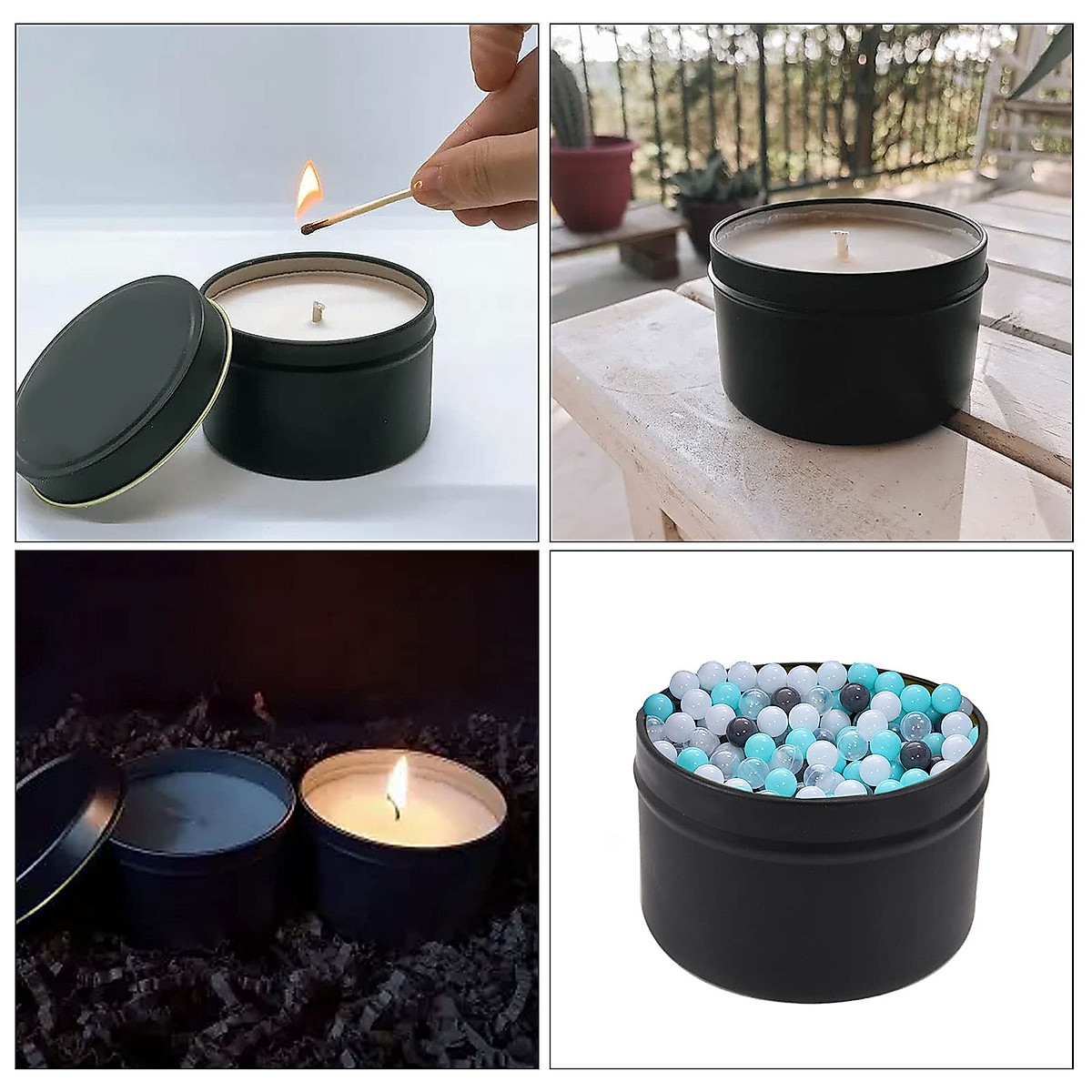 MUKLEI 24 Pieces 8 Oz Candle Tins Black Candle Tin Cans with Lids, Empty Candle Container Candle Jar, Metal Round Containers for DIY Candle Making, Arts & Crafts, Storage and Holiday Gifts