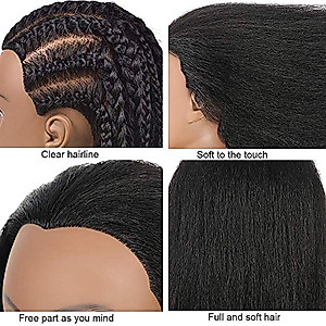 Mannequin Head 14 inch 100% Real Hair Doll Head for Hair Styling Salon Training Head Cosmetology Braiding Practice Mannequin Manikin Head Hairdresser (14 inch)