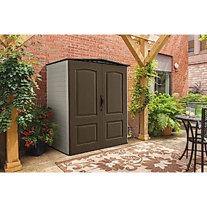 Rubbermaid Medium Vertical Resin Weather Resistant Outdoor Storage Shed, 5 ft. x 4 ft. , Putty/Canteen Brown, for Garden/Backyard/Home/Pool