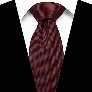 JEMYGINS Burgundy Wool Tie Cashmere Necktie and Pocket Square with Tie Clip Sets for Men(3)