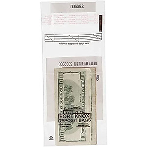 BankSupplies Cash Strap Bags | Case of 1000 Bags | 5 x 9 | Cash & Pawn | Tamper Evident Seal | Easy to Scan Barcode & Tear Off Receipt | For Internal Transfers