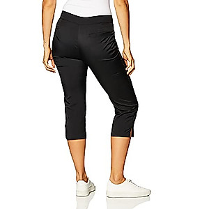 PGA TOUR Women's Tech Capri Golf Pants with Comfort Stretch Waistband (Size 2-18 Plus), Caviar, 6