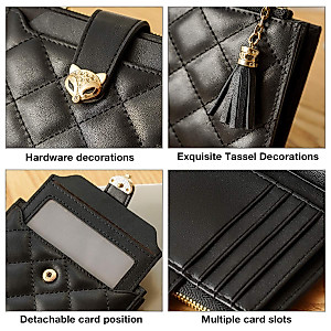 FOXER Women Leather Wallet Small Bifold Wallet Quilted Wallet Card Holder (Black2)