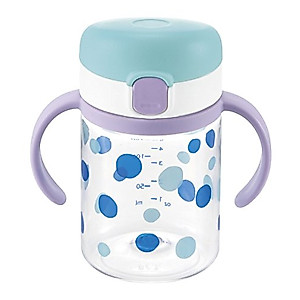 Richell Aqulea outing straw mug 200 Light blue