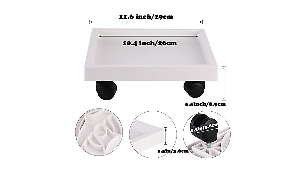 3 Pack Square Plant Caddies with Wheels for Easy Moving