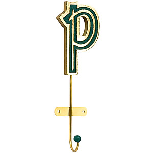 COLLECTIVE HOME - Monogram Wall Hooks, Wall Mounted Hooks for Hanging, Wood Letters for Wall Decor, Home-Bedroom-Livingroom Gold Decor, Decorative Wall Hangers for Coat, Scarf, Bag(P)