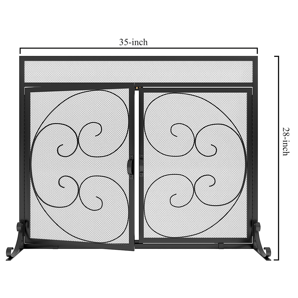 Fire Beauty Fireplace Screen with Magnetic Doors,Large Metal Fireplace Screen for Home,Spark Guard,Decorative Metal Furnace Fireguards,Baby Safe Spark Guard Protector,Black