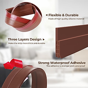 Door Draft Stopper Weather Stripping: Ohuhu Under Door Bottom Seal Strip Sweep Blocker Gap Filler Flexible Noise Insulation Draft Guard for Bottom of Door Garage (Brown, 39" L x2 W)
