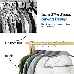 ELONG HOME Grey Plastic Thin Hangers for Clothes 30 Packs, Upgraded Rubberized Hangers Non Slip, Durable Slim Clothing Notches Hangers, 15.7"(40cm) for Petite Adult Women Clothes