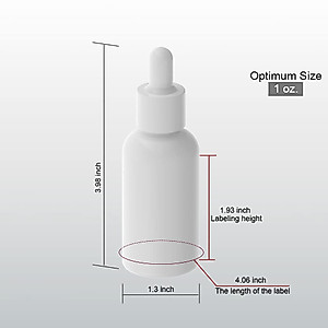 seafulee 1oz White Coated Eye Glass Dropper Bottles (30ML) with White Cap and Pipettes, UV Safe Bottles for Essential Oils and Aromatherapy (Pack of 6)