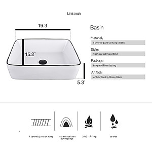 YOURLITE 24 Inch Bathroom Vanity and Sink Combo White Modern MDF Board Countertop Vessel Sink with Water Saving 1.5 GPM Faucet and Pop-up Darin Bathroom Cabinet