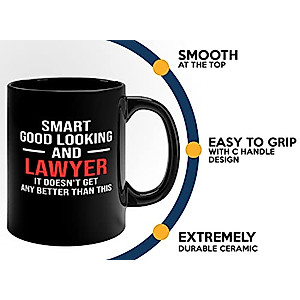 Lawyer Coffee Mug 11oz Black -Smart Lawyer - Funny Defense Attorney Court Law Degree for Lawyers Graduate Law Student