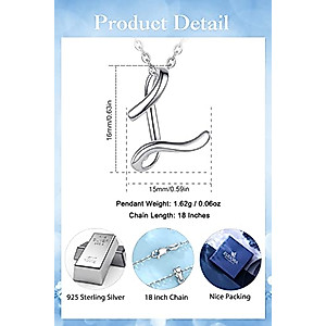 EUDORA Sterling Silver Initial Necklaces for Women L Letter Alphabet Personalized Charm Pendant Initial Necklace with 18inch O-Ring Chain