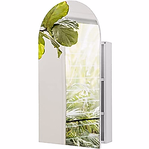 Arched Medicine Cabinets for Bathroom with Mirror, Semi Recessed Or Surface Mounted Bathroom Mirror Cabinet with Storage - 17" x 32" in, Bathroom Medicine Cabinet with Mirror -Modern Arched Cabinet