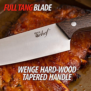 Deco Chef 12-Piece Stainless Steel Professional Cookware Set with Tri-Ply Base and 16-Piece Stainless Steel Knife Set with Full Tang Wooden Handles, Cutting Board, and Kitchen Shears