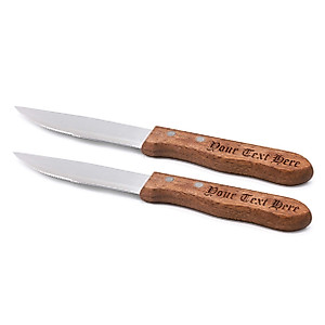 Custom Monogrammed Wood Steak Knives - Couples Housewarming Gift - Engraved and Personalized (2)