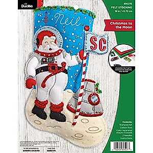 Bucilla Felt Applique 18" Stocking Making Kit, Christmas to The Moon, Perfect for DIY Arts and Crafts, 89527E