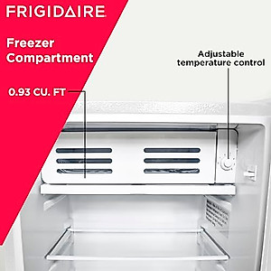 Frigidaire Retro Compact Fridge with Chiller, 3.2 cu ft Countertop Fridge with Built-In Bottle Opener, Compact Refrigerator for Office, Bedroom, Dorm Room or Cabin - 16.5" D x 19" W x 31" H (White)