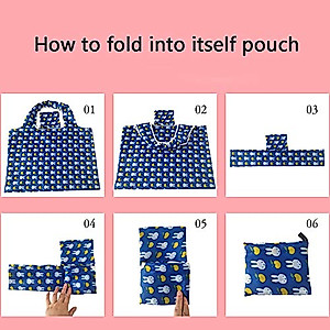 Aschar 4 Packs Reusable Grocery Bag Large Washable Fold Nylon Shopping Tote Bag (Mix)