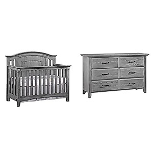 Oxford Baby Willowbrook Convertible Crib, Graphite Gray & Willowbrook Dresser, Standard, Graphite Gray