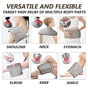 RelaxCoo Microwave Heating pad with Washable Cover 8 * 18" Microwavable Heat Pad for Neck Shoulder, Cramps, Back Pain Relief, Warm Compress Bean Bag Moist Heat Pack for Muscles, Joints, 2 Pack