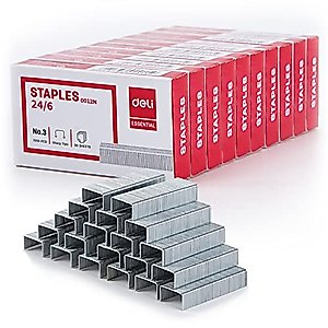 EZWORK Standard Staples, 1/4 inch Length, 25 Sheet Capacity, 10000 Staples, 10 Pack General Purpose Staple, Jam Free Sharp Chisel Point Staples for Most Standard Desktop Staplers (24/6, 1/4'' Length)