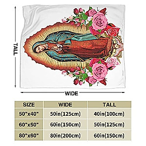 Our Lady of Guadalupe Virgin Mary(1) Flannel Fleece Throw Blankets Super Soft Cozy Warm Plush Bedding for Adults Kids Lightweight Blankets for Couch,Sofa,Bed Halloween decor-50 x40