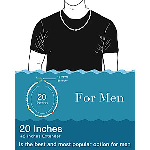 MIDDLUX Pearl Necklace, Unisex, Y2k Jewelry, Beaded Necklace, Smiley Face Necklace, Stainless Steel, 20" + 2" Extender