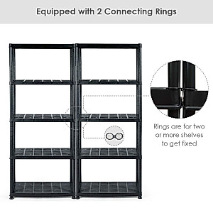 Giantex 2 Pieces 5-Tier Ventilated Shelving Storage Rack, Free Standing Multi-Use Shelf Unit, No Tools Required, 36”L X 18”W X 73”H