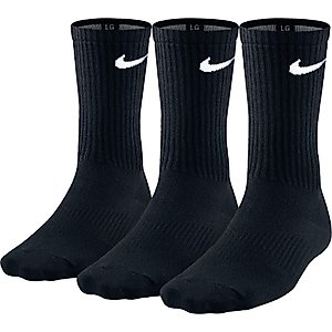 NIKE Men's Lightweight Crew Socks (Pack of 3), Black, Large (W: 10-13, M: 8-12)