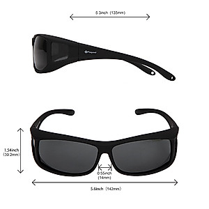 Freeprint Polarized Solar Shield Fit Over Glasses Driving Sunglasses for Men and Women, Smoke