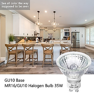 GU10 Halogen Bulb 35W Halogen Bulb 6 Packs, 120v Dimmable, 2700k Warm White Light, GU10+C MR16 Halogen Bulb, with Glass Cover, Long Service Life, Used for Track and Embedded Lighting, Range Hood