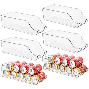 TOPZEA 6 Pack Refrigerator Organizer Bins, Pop Soda Drink Can Dispenser Beverage Holder, Clear Plastic Canned Food Storage Container for Freezer, Fridge, Pantry, Cabinet, Kitchen, BPA Free