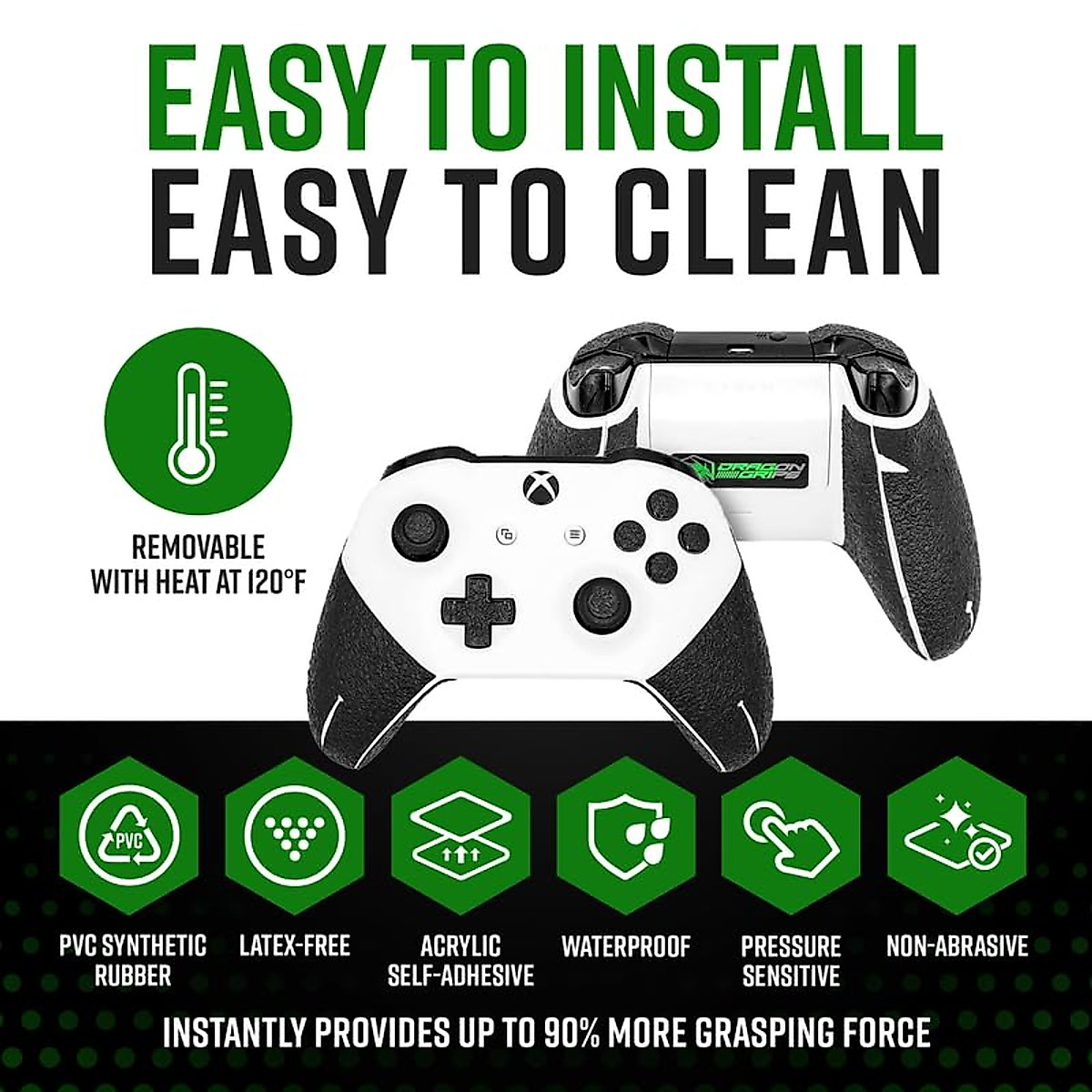Dragon Grips Xbox Controller Grips, 2 Sheet Black Non-Slip Textured Rubber Grip Tape for Xbox One Controller Decal, Xbox One Elite Controller Grips, Including Thumb Stick, Triggers, Buttons, D-pad