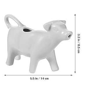 Angoily Ceramic Creamer Coffee Milk Creamer Pitcher Animal Cow Shaped Serving Pitcher Sauce Pitcher Milk Creamer Jug for Kitchen,1PCS