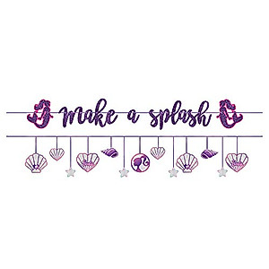 "Barbie Mermaid" Purple Glitter Double Party Banners, 12', 2 Pc